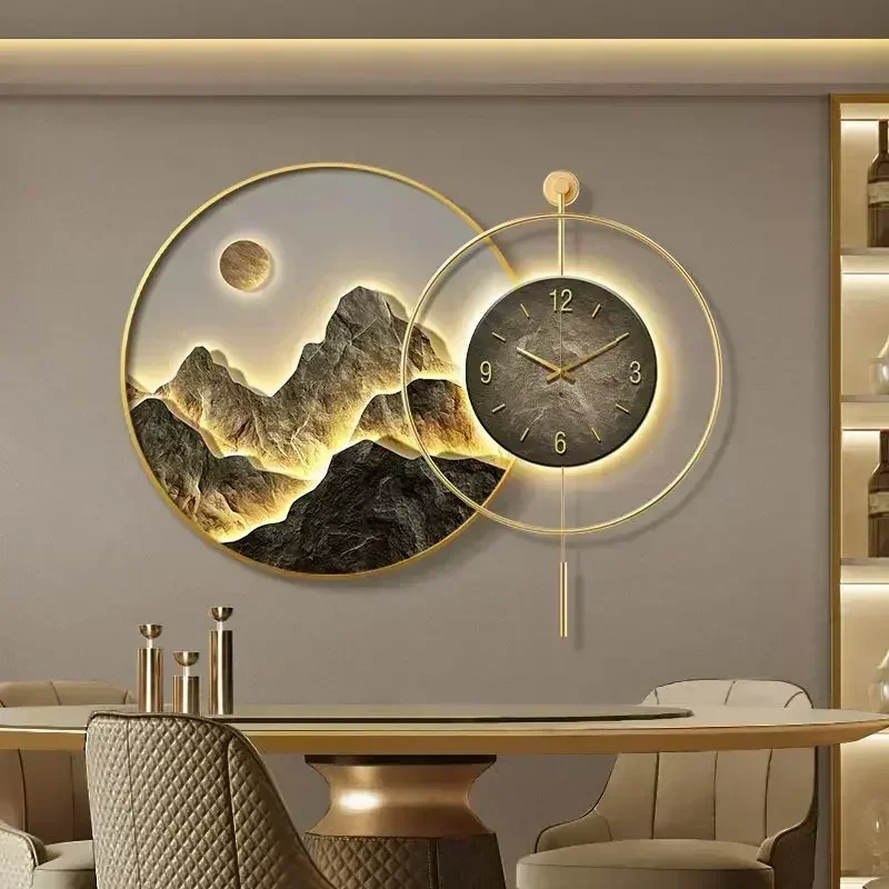 Decorative Painting With Clock Back Hanging Painting High-end Living ...
