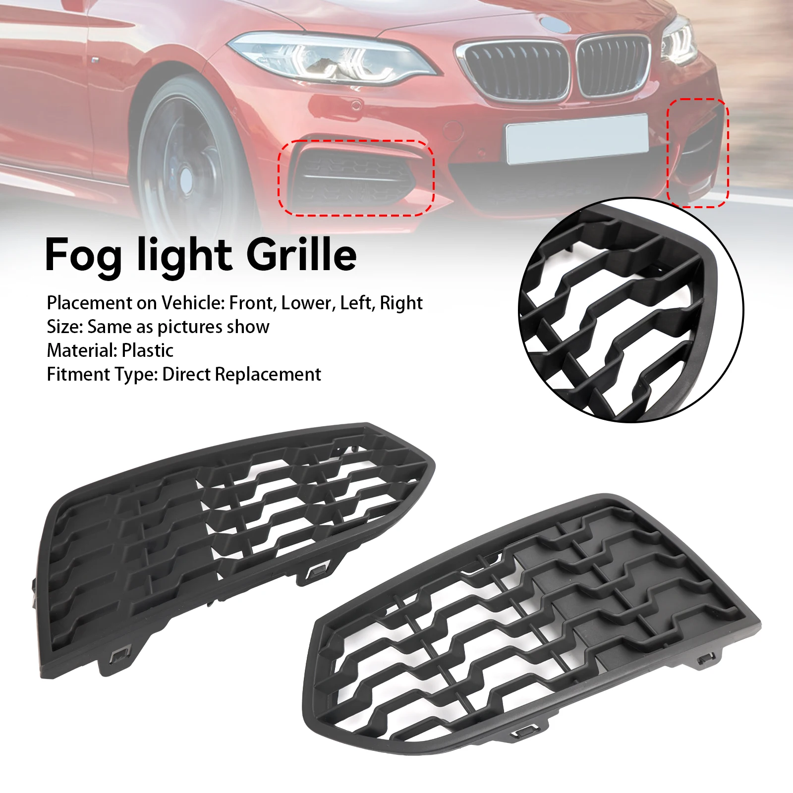 Areyourshop-2PCS-Front-Bumper-M-Sport-Fog-Light-Grilles-Grill-fit-for ...