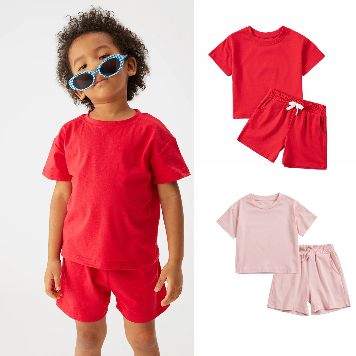 New-Summer-Clothes-Sets-0-6Y-Children-Solid-Sports-Style-T-shirts-and ...