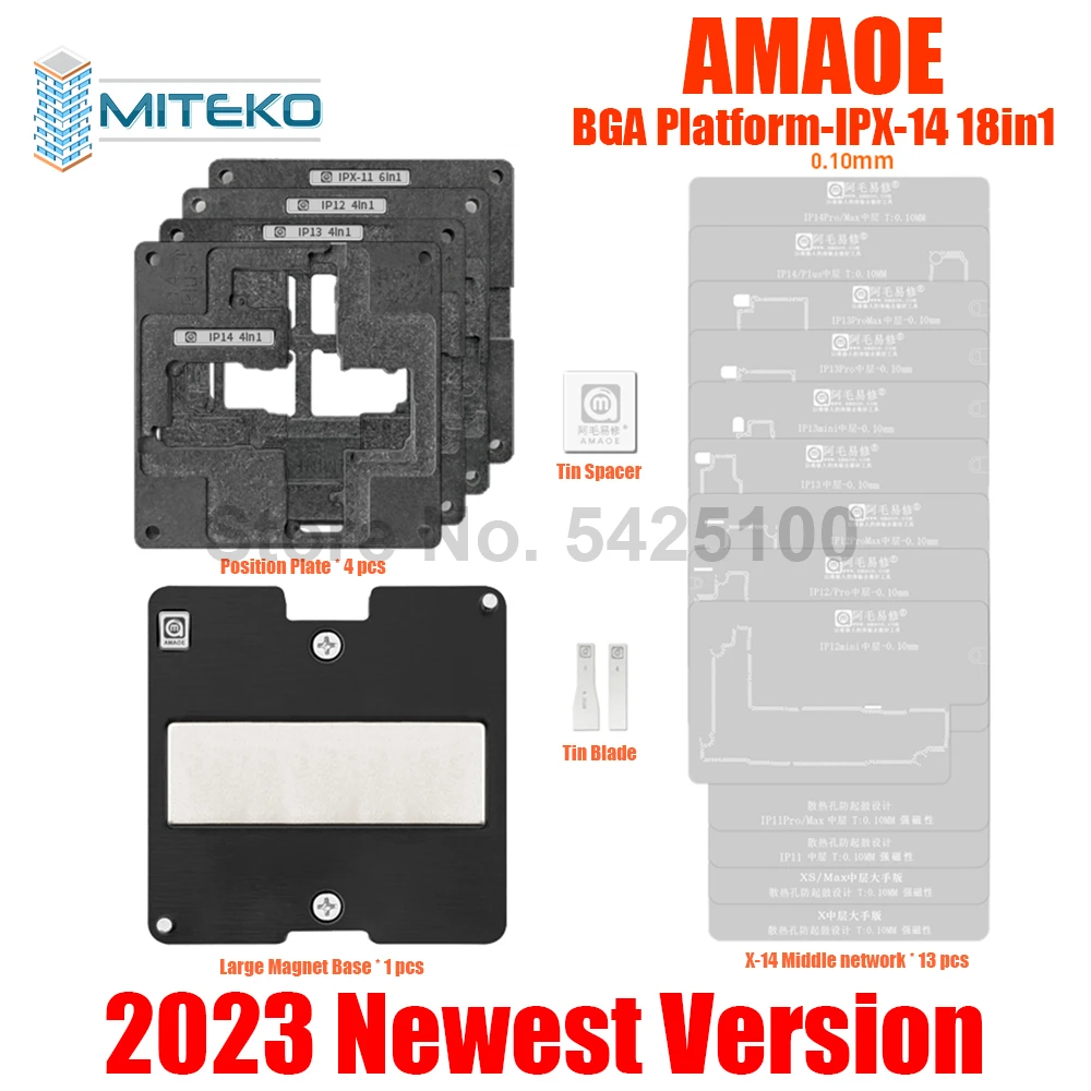 AMAOE IPX 14 18in1 Middle Layer Reballing Stencil Station TOOL for X XS ...