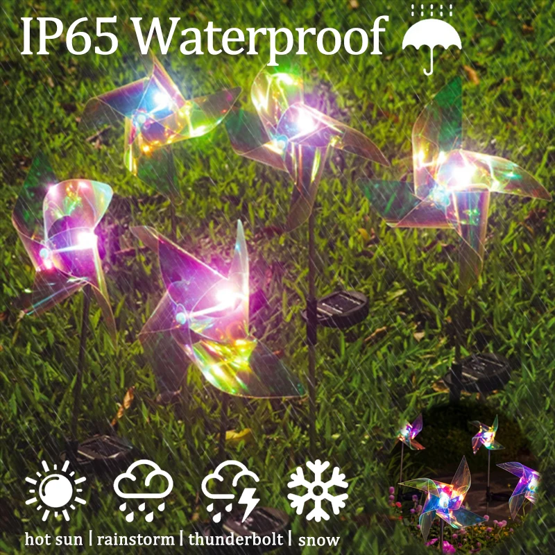 New-4-Leaf-Led-Solar-Windmill-Lights-Turning-Windmill-Lawn-Lights ...