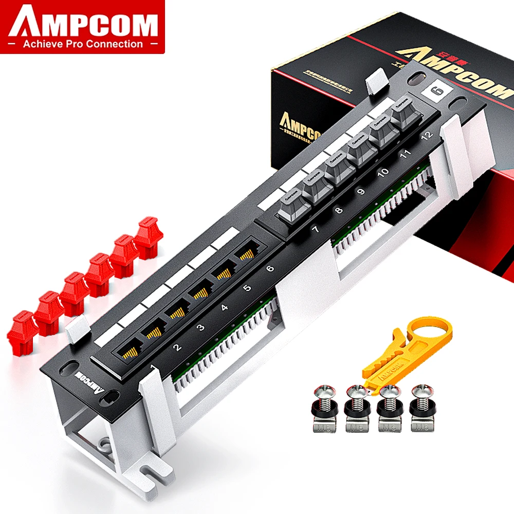 AMPCOM-12-Port-Patch-Panel-Cat-6A-Cat6UTP-Mini-Patch-Panel-with ...