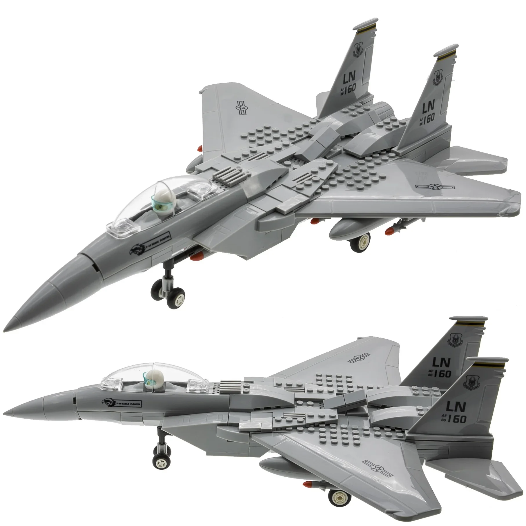 Military-MOC-F15-Aircraft-Airplane-Fighter-J15-F18-F14-Model-Building ...