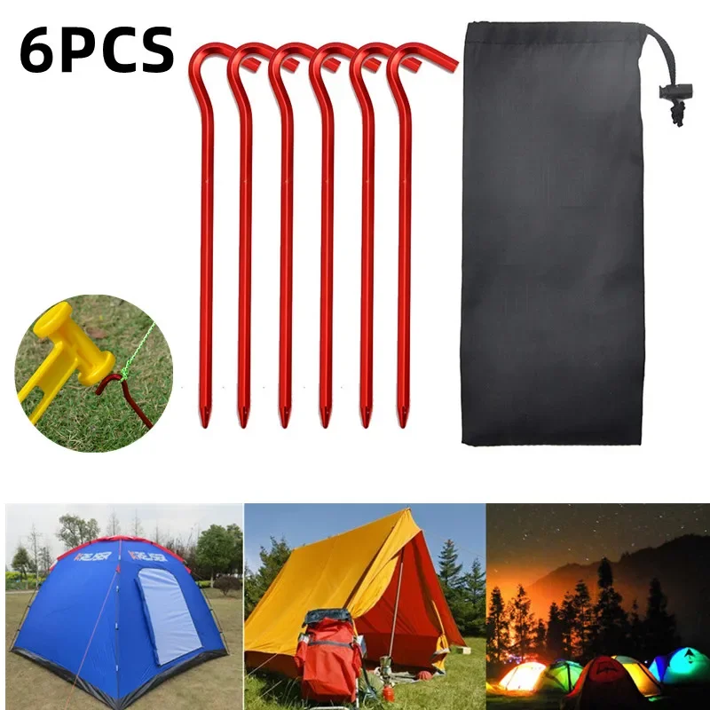 6pcs-set-18cm-Aluminium-Alloy-Tent-Pegs-With-Hooks-Garden-Stakes-Ground ...