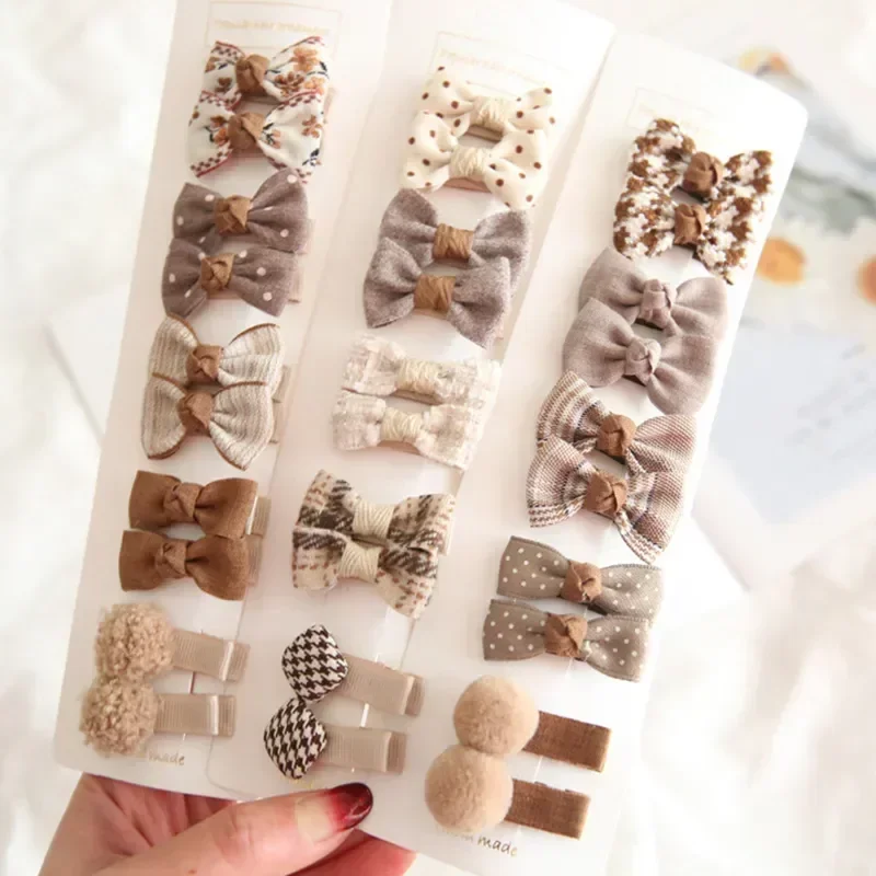 5-10PCSBowknot-Baby-Girl-Hairpins-Cute-Floral-Plaid-Dot-Children-Hair ...