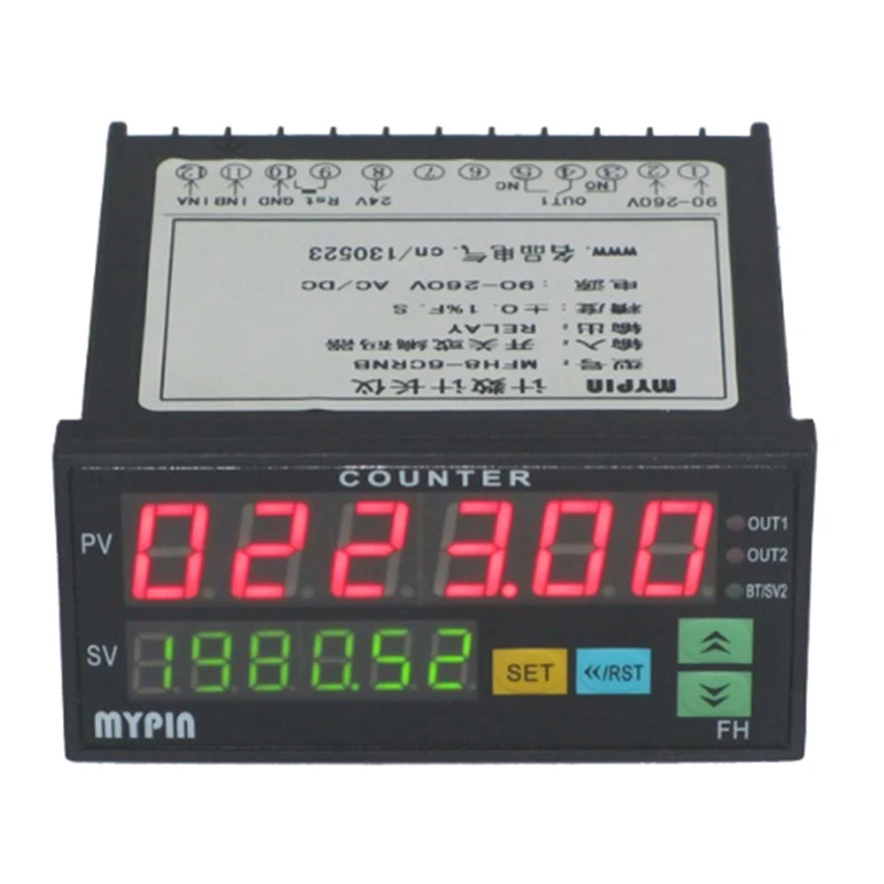 Mypin FH8-6CRRB Dual Display Digital Counter 6 Digits Light-Emitting ...