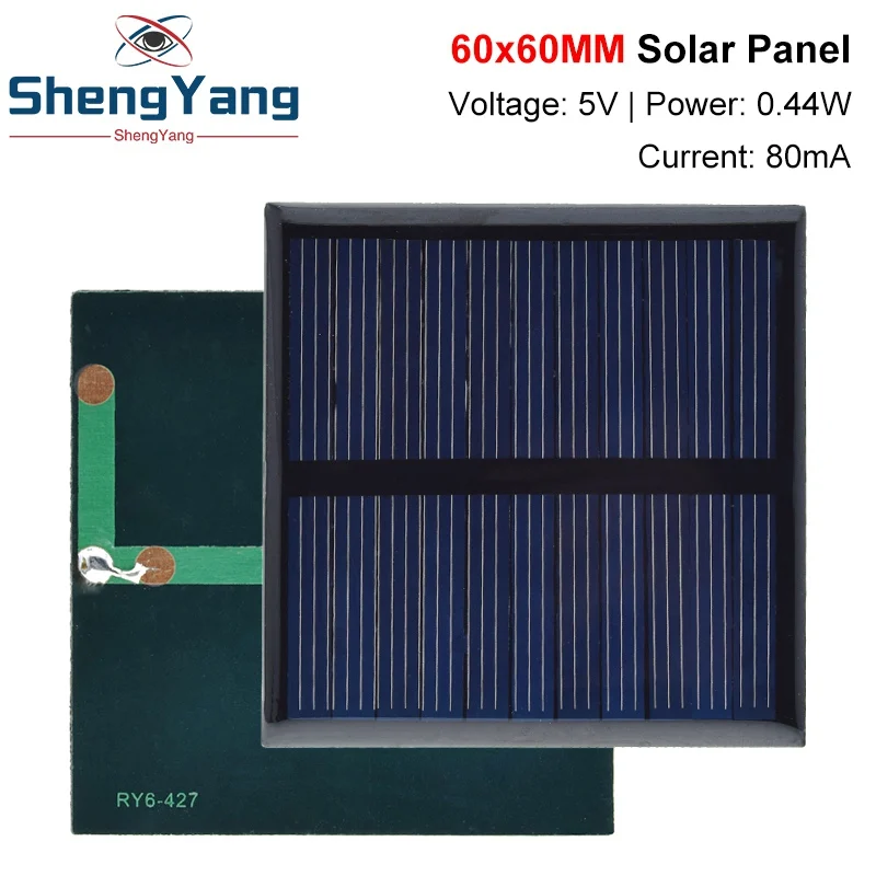 Panel Solar de 1 piezas, 60mm, 5,5 v, 80ma, 0,44 W, Mini Sistema Solar ...