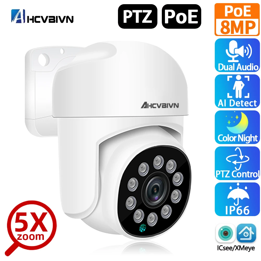 8MP POE PTZ Camera | Auto Tracking POE Camera - Outdoor CCTV Security ...