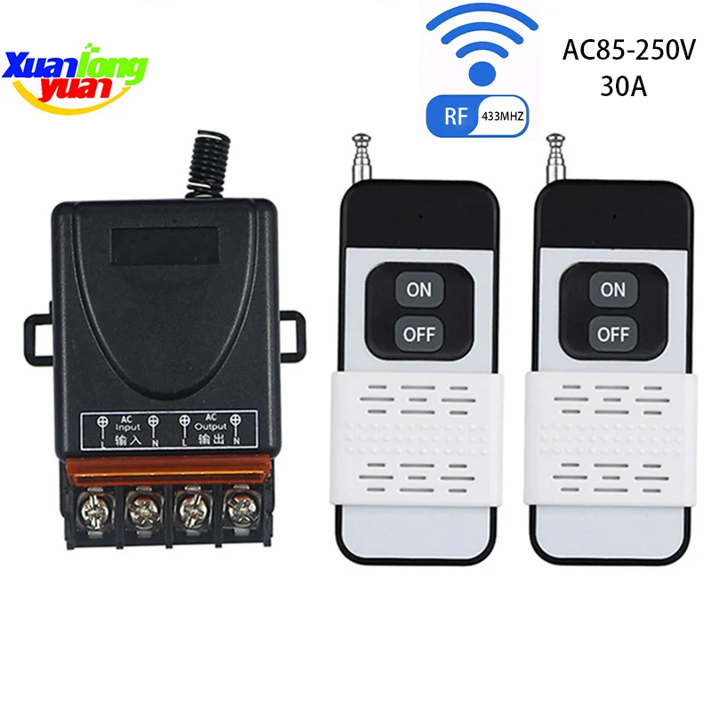 433Mhz-Radio-Frequency-Remote-Control-Switch-AC-110V-220V-30A-Wireless ...