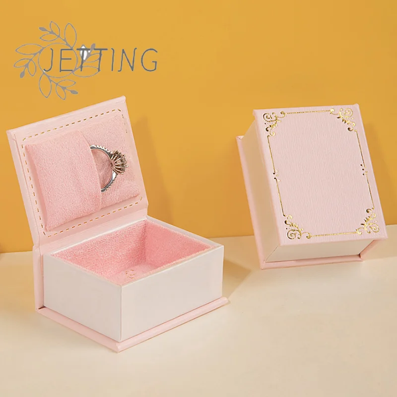 Hot 1PC Book-shaped Ring Box With Suede Fabric Lining Creative Flip Lid ...