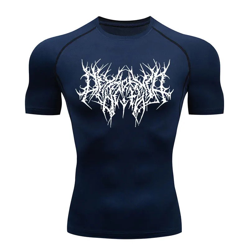 Y2K GYM Compression Tshirts Sport Workout Thorn Print T-shirts Mens ...