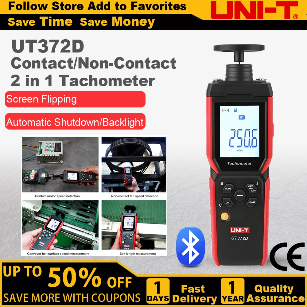 Tac-metro-a-laser-UNI-T-com-contato-e-sem-contato-medidor-de-RPM ...