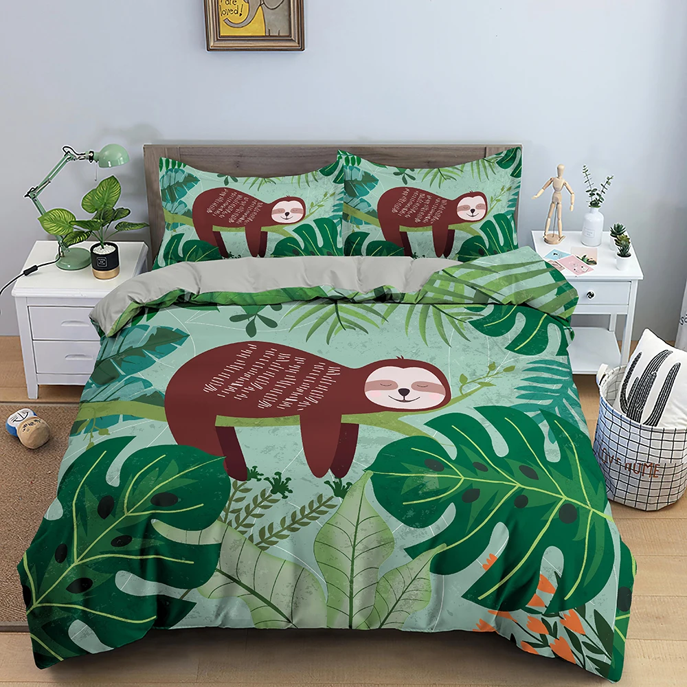 Tree Sloth Bedding Set Boys Girls Twin Queen Size Duvet Cover ...