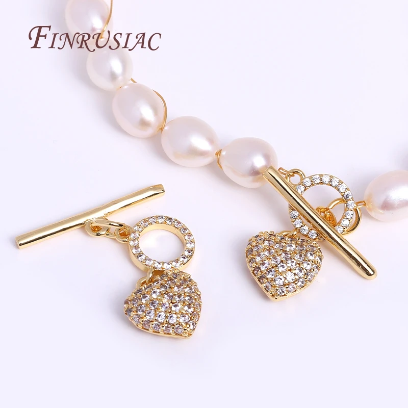 18K Real Gold Plated Heart Shape Toggle Clasp For Jewelry Making,Inlaid ...