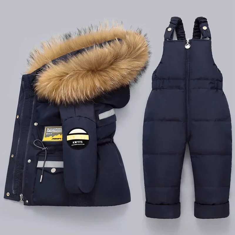 Winter Baby Boy Clothes Set 2PCS Hooded Toddler Girl Duck Down Jacket Infant Overalls Coat ...