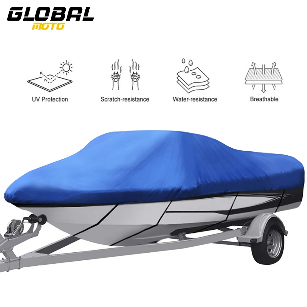 210D-Waterproof-Boat-Cover-Fishing-Ski-Bass-Speedboat-V-Shape-Blue-Boat ...