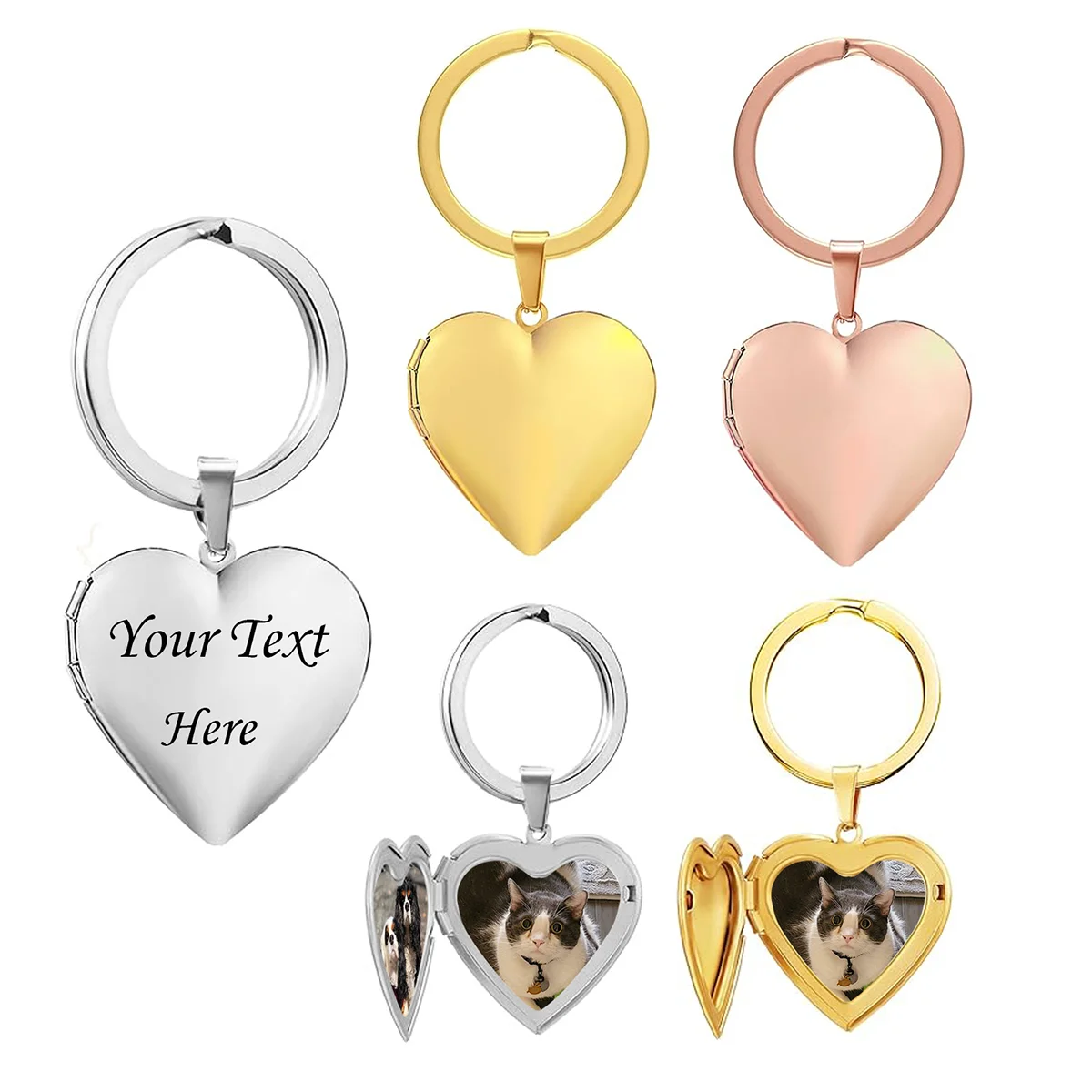 Custom Heart Photo Frame Key Chain for Women Girls Unisex Stainless ...
