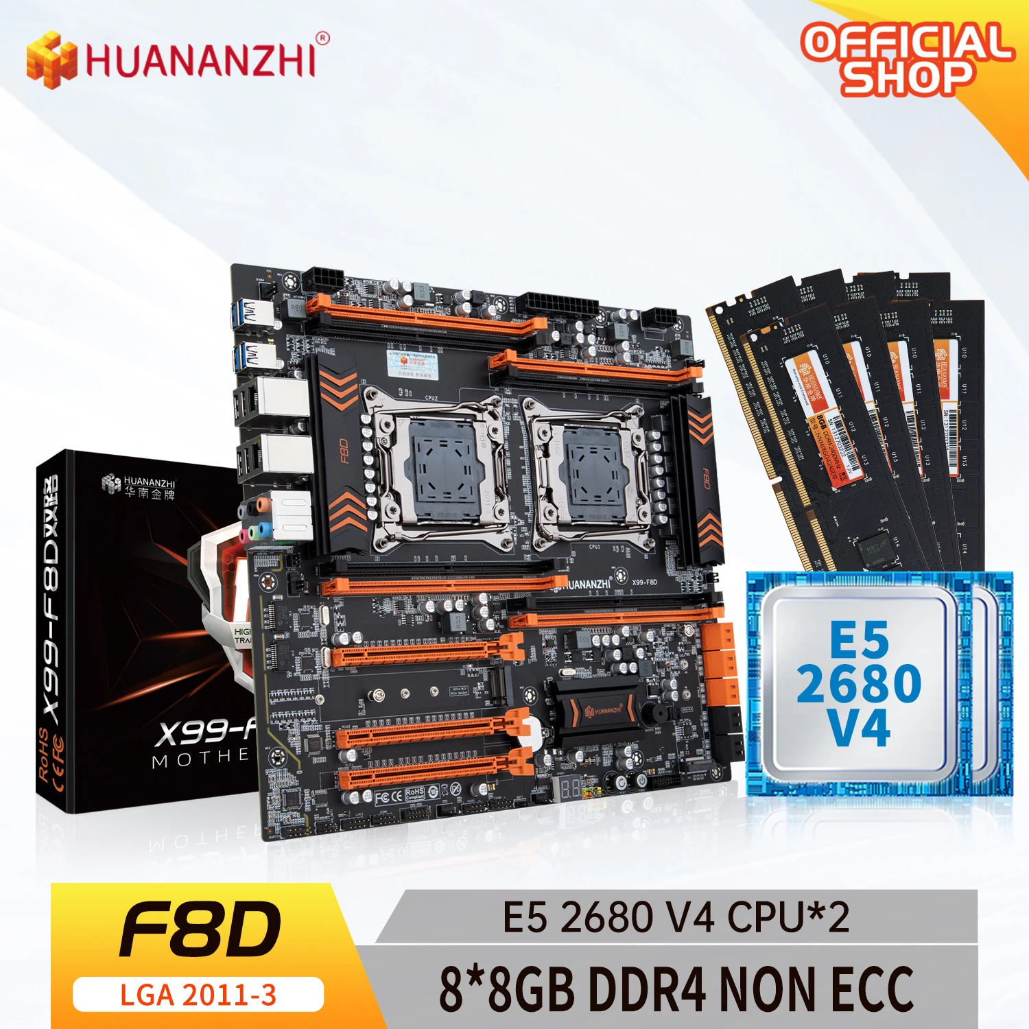 Huananzhi X99 F8d X99 Motherboard Intel Dual With Intel Xeon E5 2680 V4 ...
