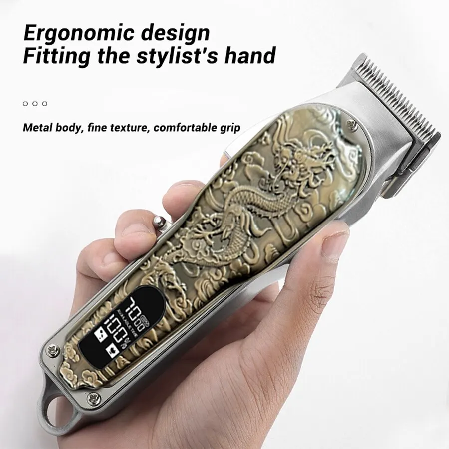 Professional Hair Clipper USB Rechargeable Digital Display Hair Trimmer ...