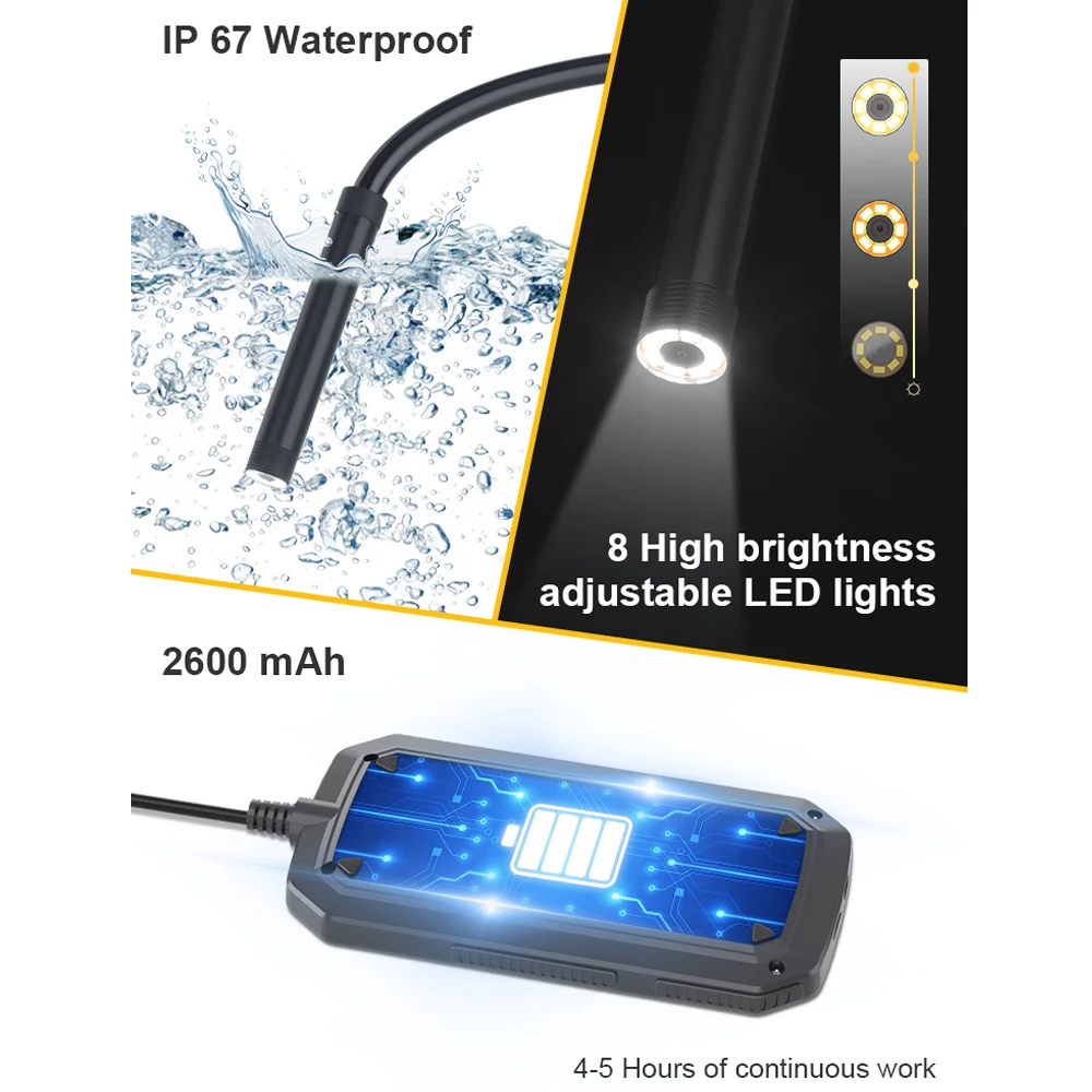 Industrial Endoscope Camera, 3.9mm Borescope Inspection Camera 4.3 ...