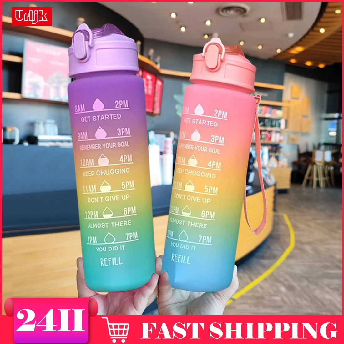 900ml Colorful Water Bottle Motivational Drinking Bottle Sports Water ...
