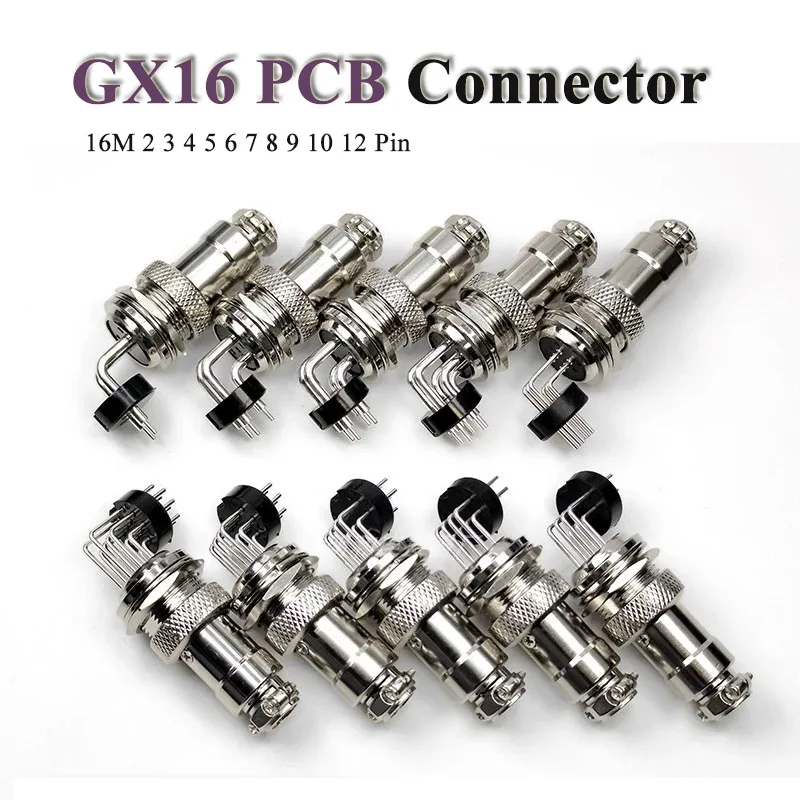 GX16 2 3 4 5 6 7 8 9 10 12 Pin Bent Pin Aviation Plug Socket 16M PCB ...