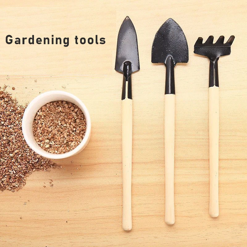 3-Piece-Set-Mini-Gardening-Potting-Tools-Wooden-Handle-Shovel-Rake ...