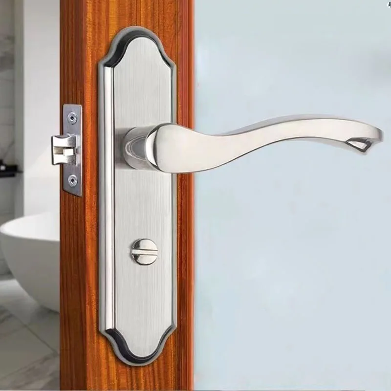 Stainless-Steel-bathroom-Door-lock-Handle-set-No-key-Size-110-mm-125mm ...