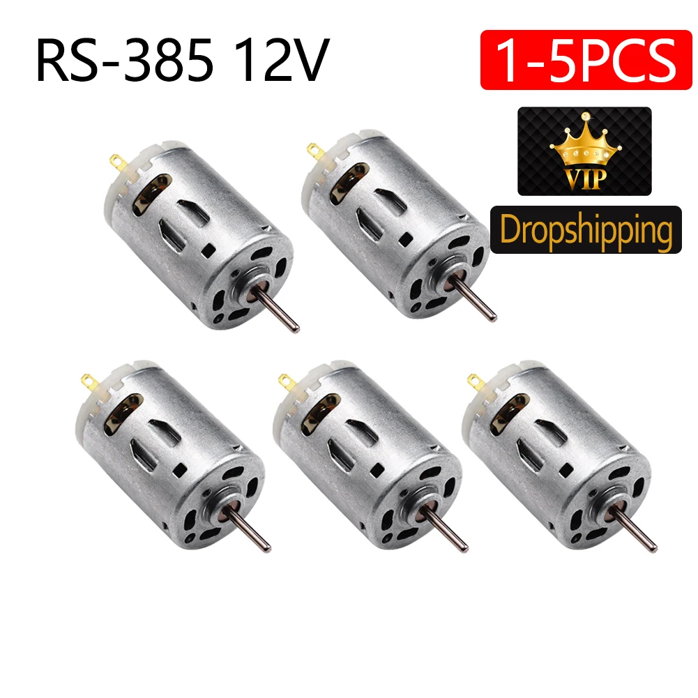 1 5PCS RS 385 Brush DC Motor High Speed Micro DC Motor Brushed Metal ...