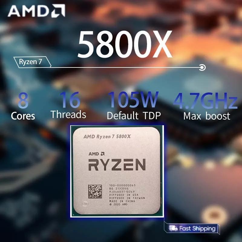 AMD Ryzen 7 5800X R7 5800X 3.8GHz--4.7GHz 8-Core 16-Thread 105W CPU ...