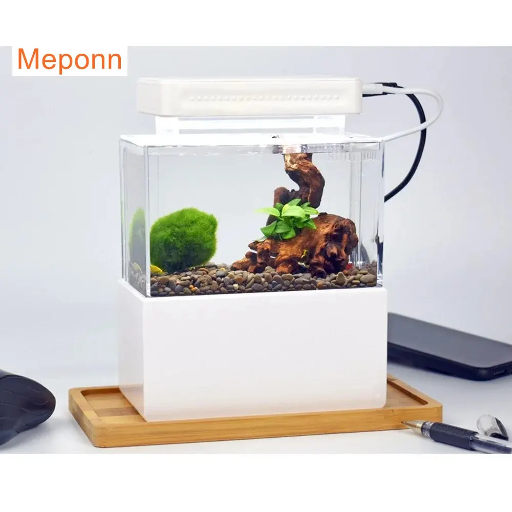 1-5L-Mini-Betta-Fish-Tank-Aquarium-decorazioni-Desktop-Marine-Aquaponic ...