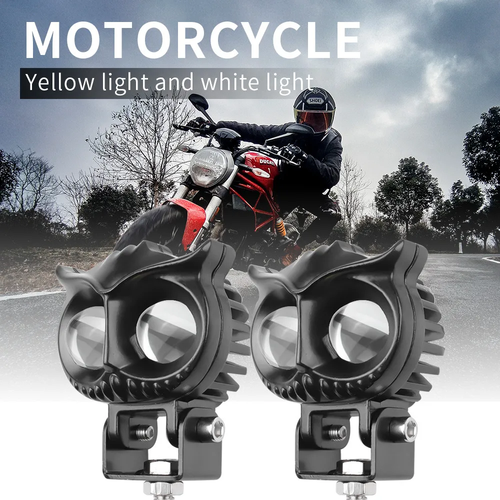 Led Motorcycle Headlight Work Light Owl 6000K 3500K White Yellow Driving Fog Lights Car UTV ...