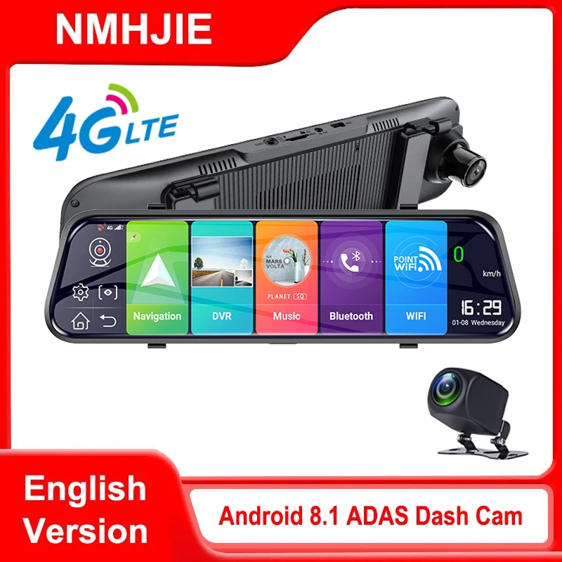 10-Inch-4G-Android-8-1-Car-Dvr-ADAS-Streaming-RearView-Mirror-Dash-Cam ...