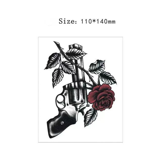 Rose And Gun Tattoo Designs