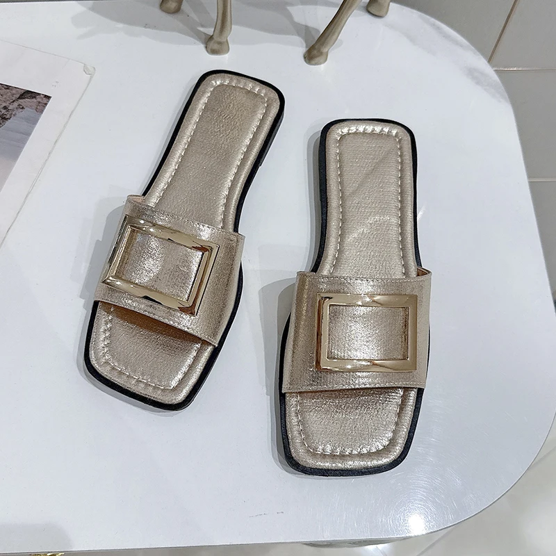 Sandalias-planas-con-punta-cuadrada-y-Punta-abierta-para-mujer-chanclas ...