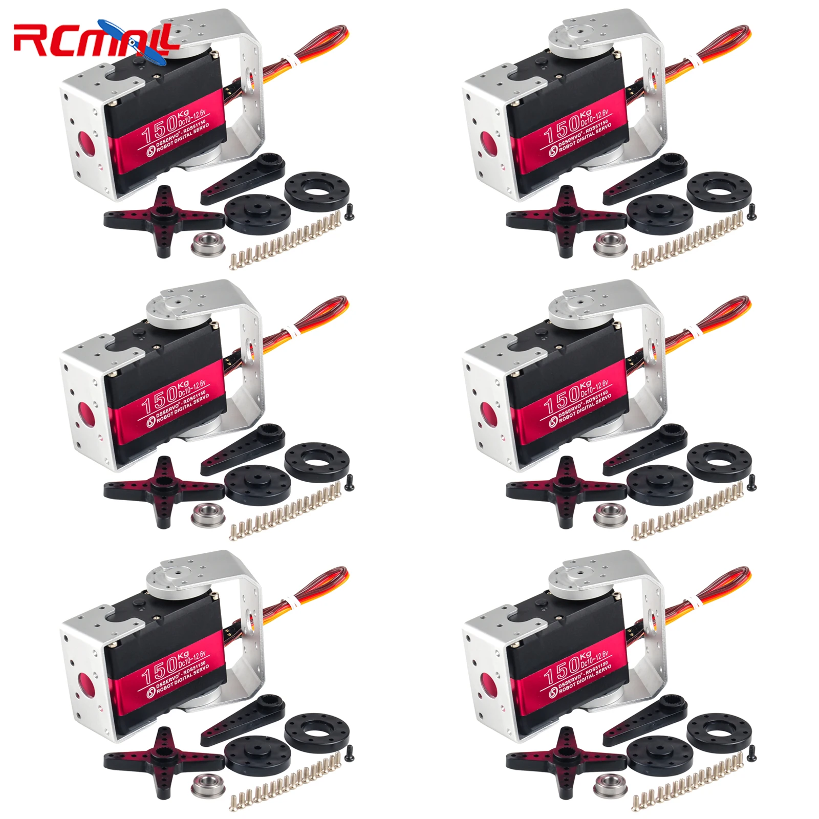RCmall-6PCS-150KG-12V-RDS51150-High-torque-Metal-Robotic-Digital-Servo ...