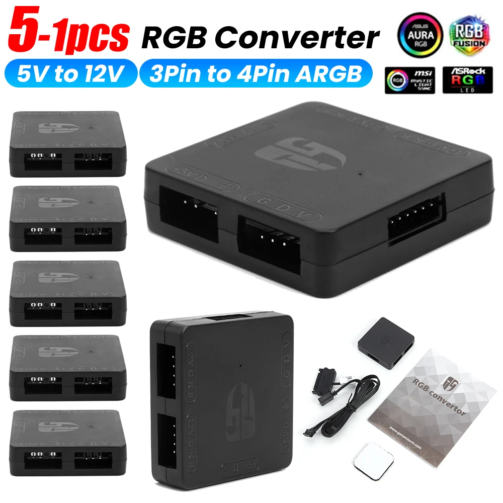 Convertitore-RGB-Hub-di-trasferimento-RGB-da-5V-a-12V-SATA-3Pin-a-4Pin ...