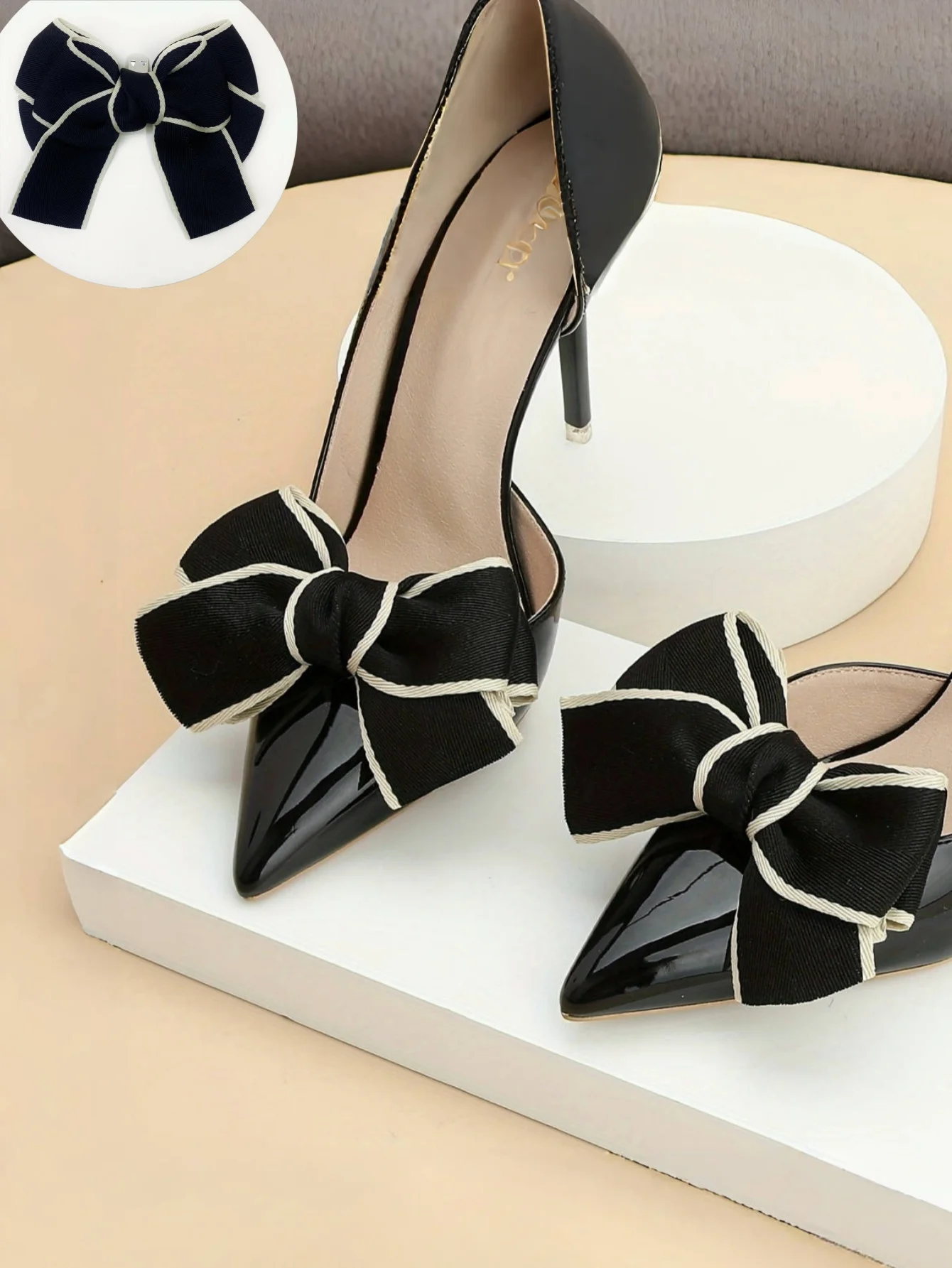 2pcs-Elegant-Detachable-Bow-Detail-Shoe-Clips-For-Decorating-Wooden-Or ...