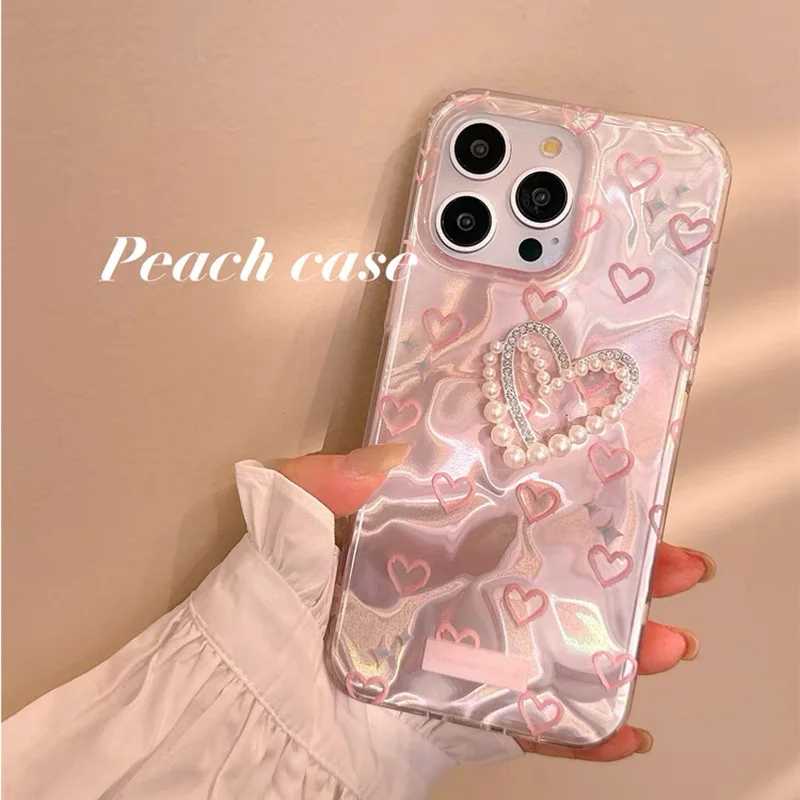 Romantic Heart Butterfly Lustre Lining Hard Phone Case for OPPO A15 (2)