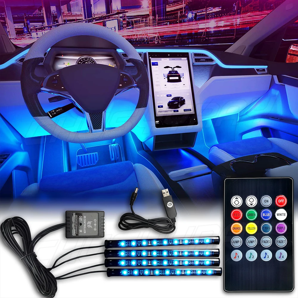 Neon-LED-Car-Interior-Ambient-Foot-Strip-Light-Kit-Accessories ...