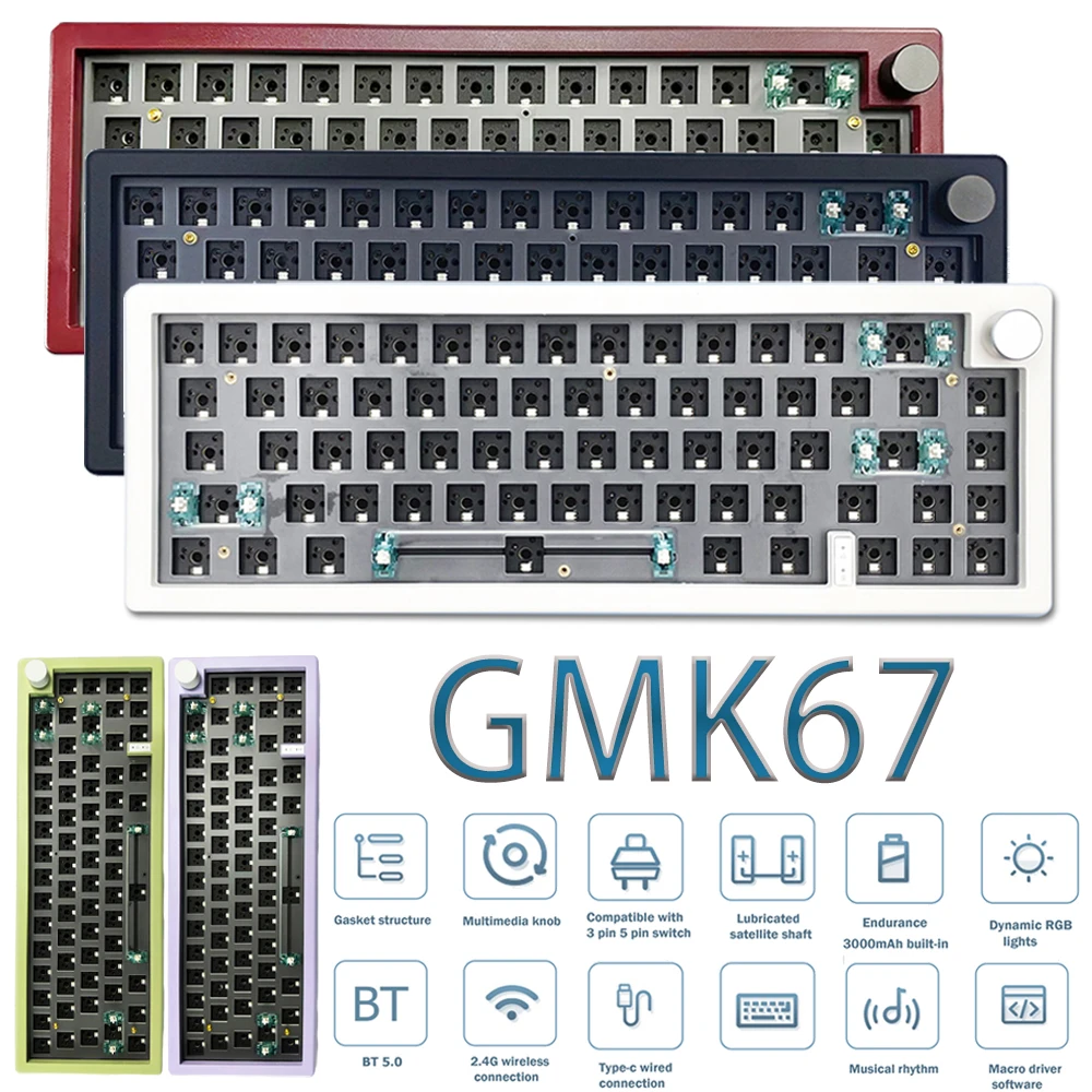 66 + 1 teclas mk67 teclado mecânico personalizado quente-swappable ...