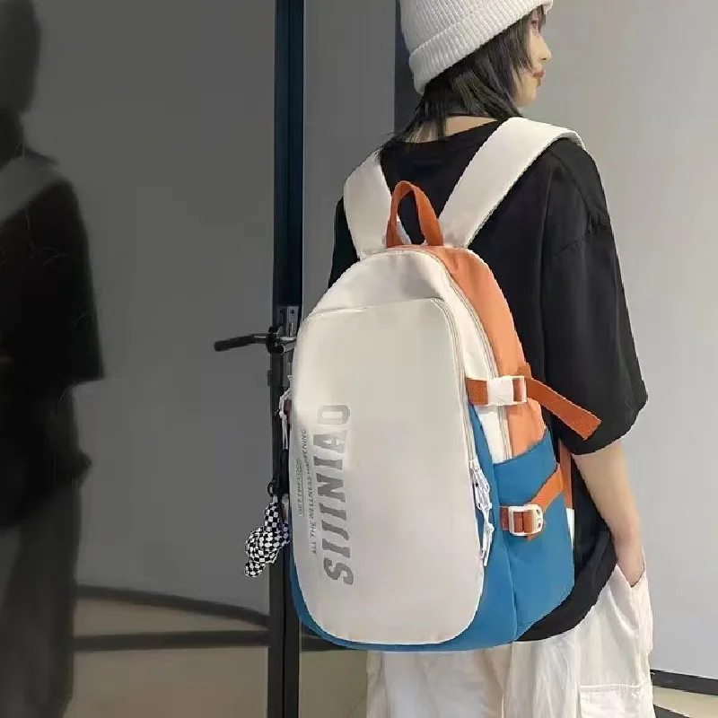 Popular Men's Casual Zipper Nylon Splicing Student Backpack ...