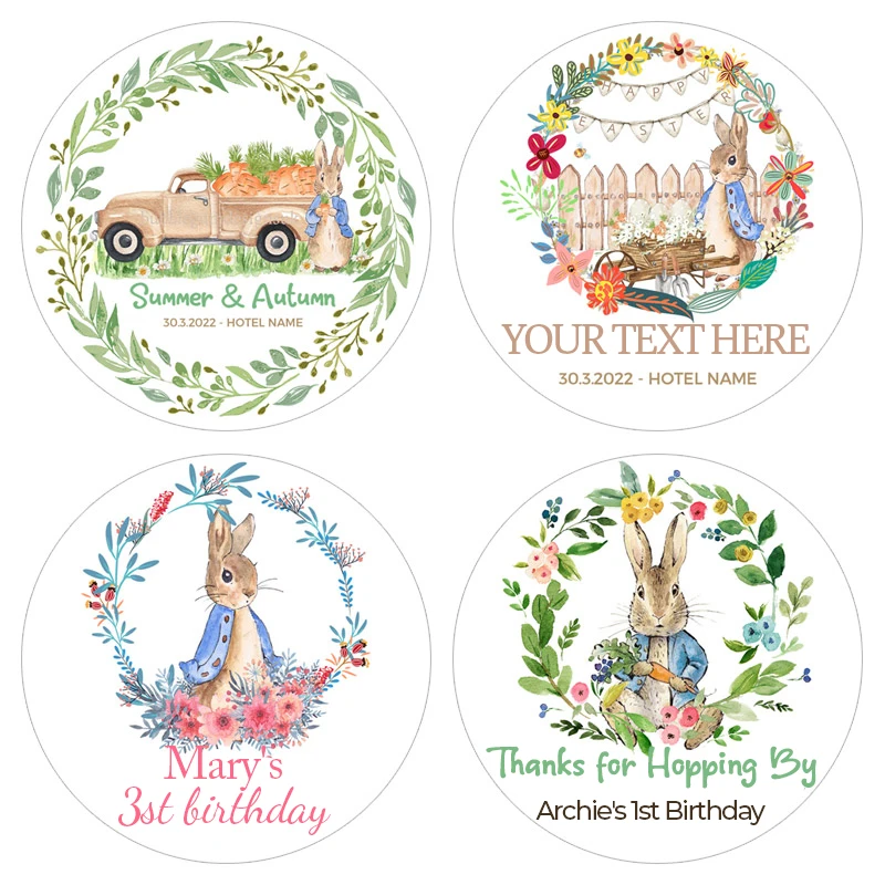 Custom-Cartoon-Rabbit-Peter-Stickers-Customized-Name-Text-Baptism-Baby ...