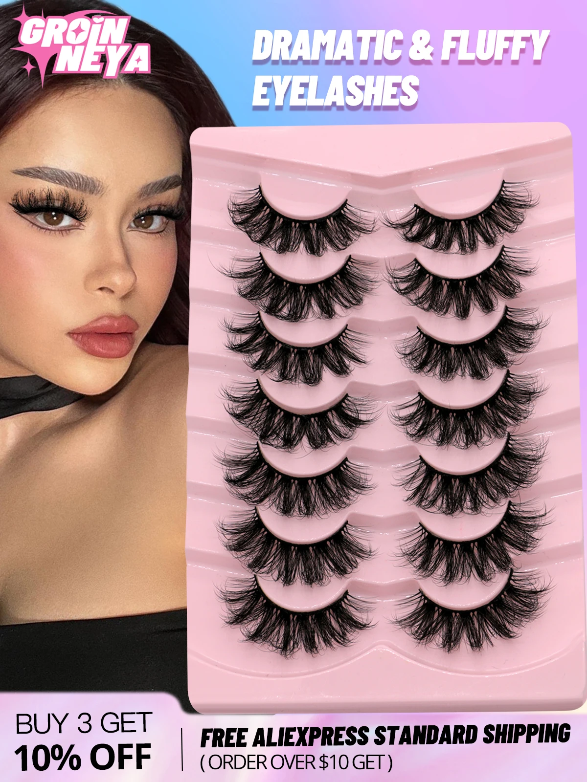 GROINNEYA-5-7-Pairs-Fluffy-Mink-Lashes-Faux-Mink-Eyelashes-Long-Lasting ...
