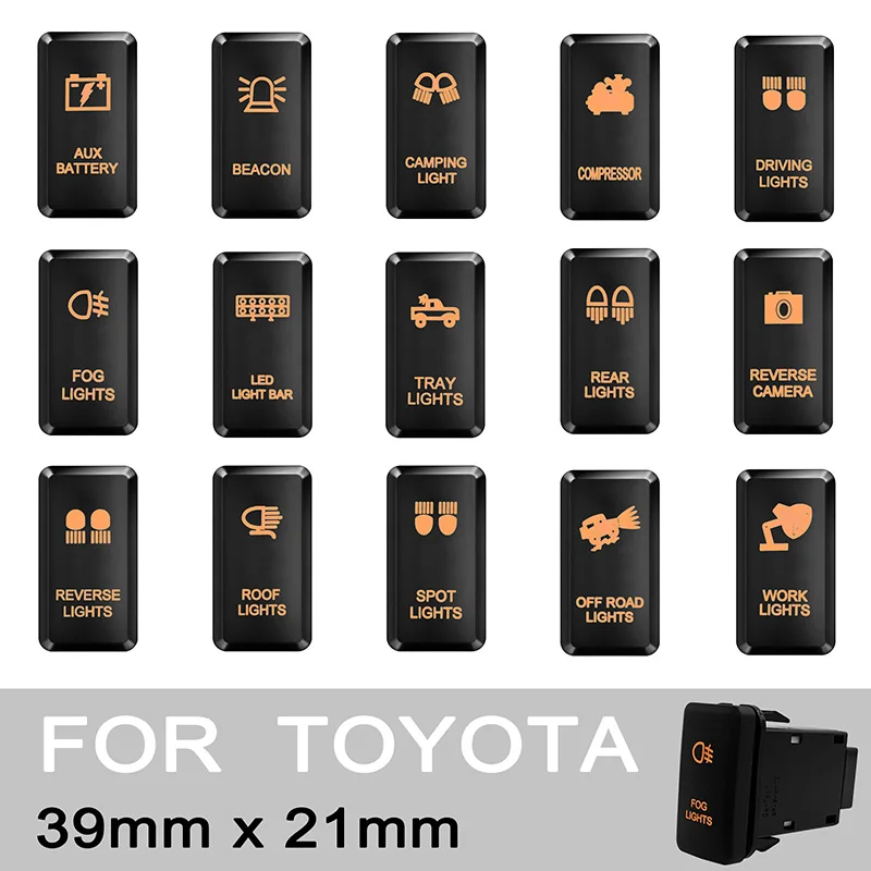 Orange-Amber-Led-Push-Button-Switch-Fog-Lights-Latching-Switch-For ...