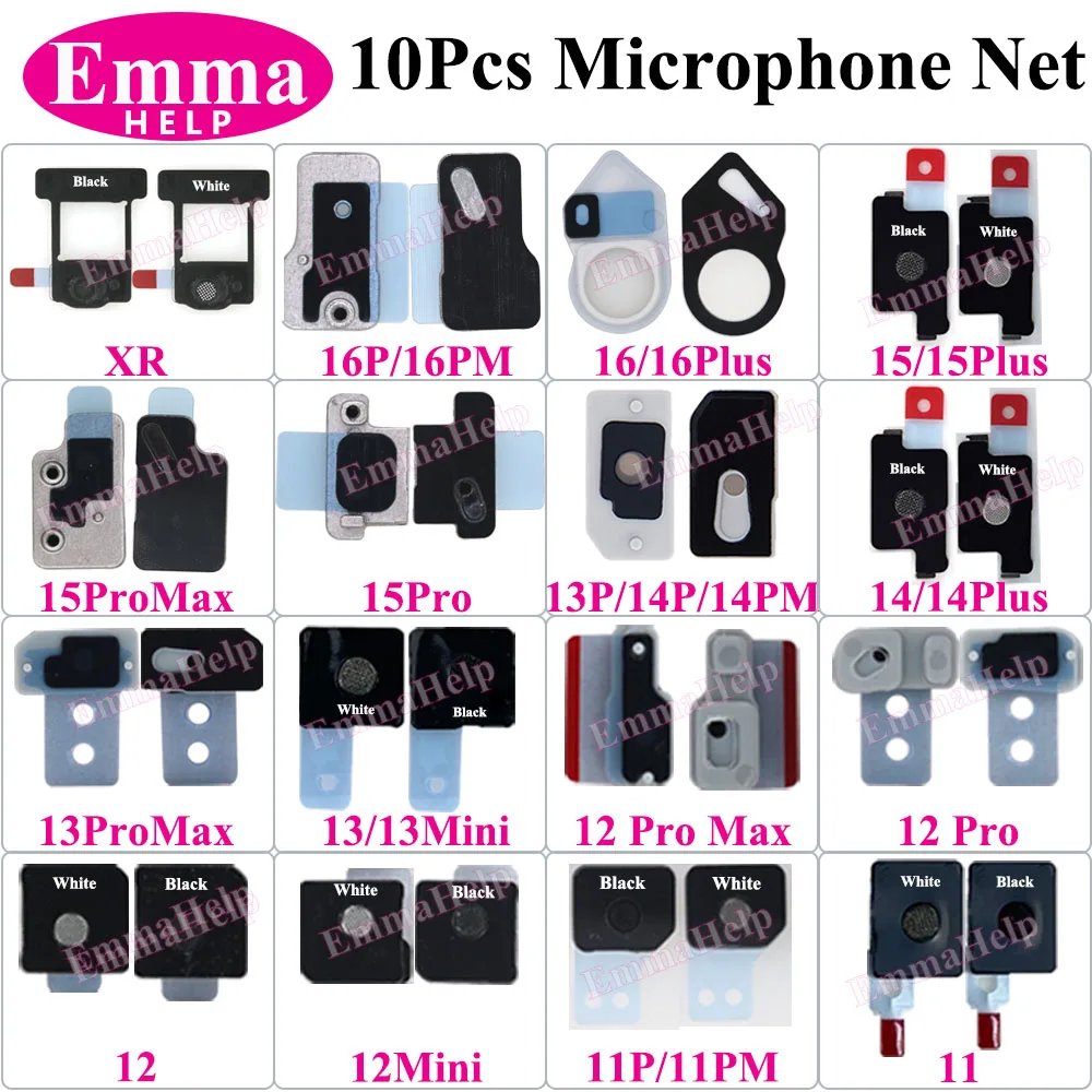 10pcs Back Microphone Net for iPhone 11 12 13 14 15 16 Pro Max Anti ...
