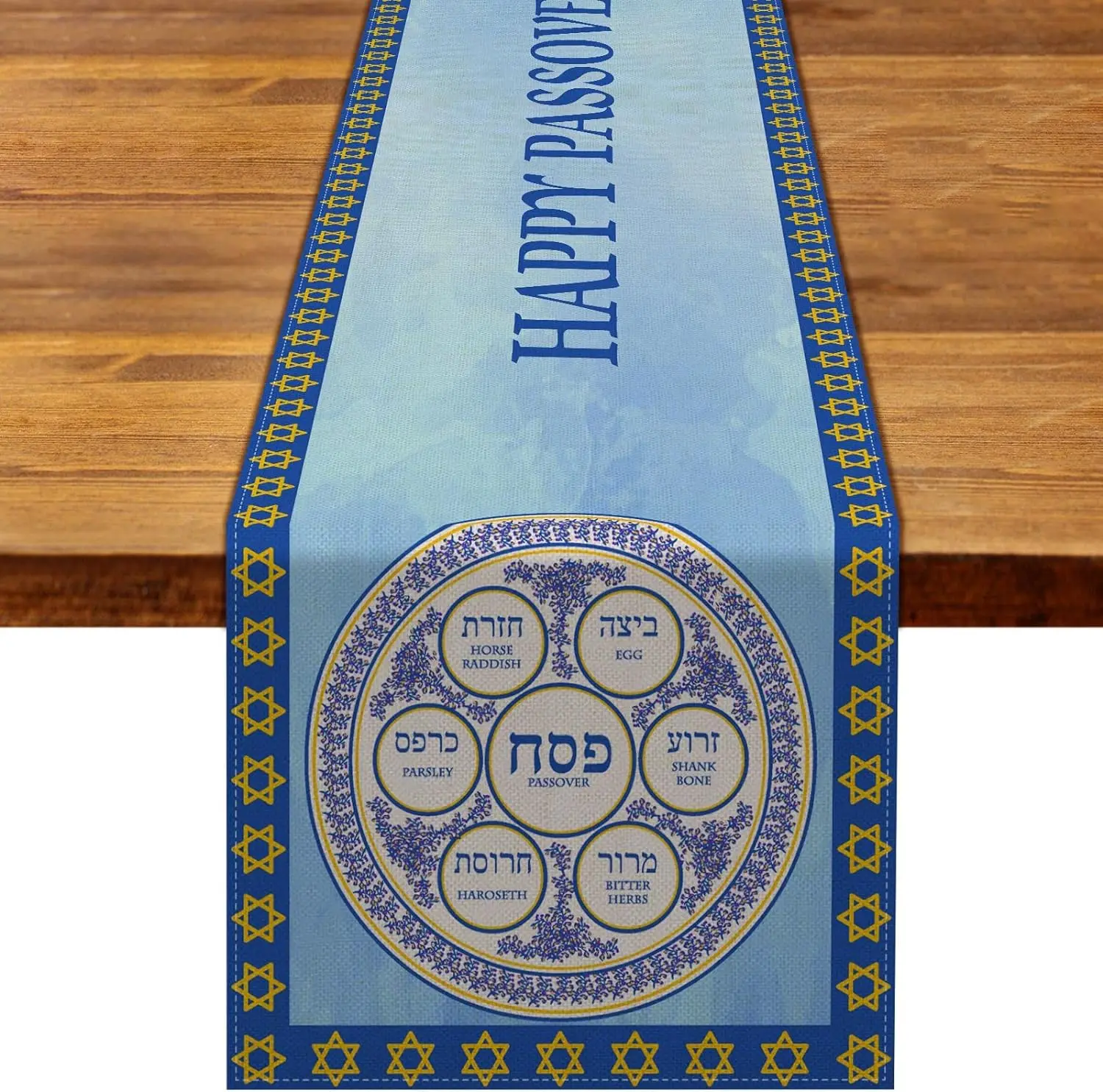 Happy-Linen-Passover-Table-Runner-Holiday-Party-Decor-Rustic-Jewish ...