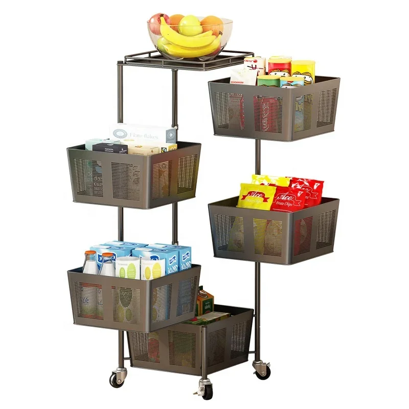 New-360-Degree-Rotating-Metal-Shelf-4-Tier-Kitchen-Vegetable-Organizer ...