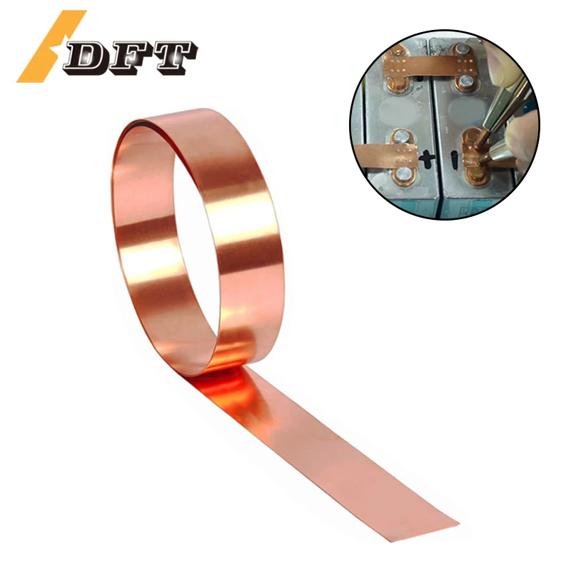 1M Length T2 Copper Strip 0.15/0.2/0.3/0.4mm Thickness for 18650/21700 ...