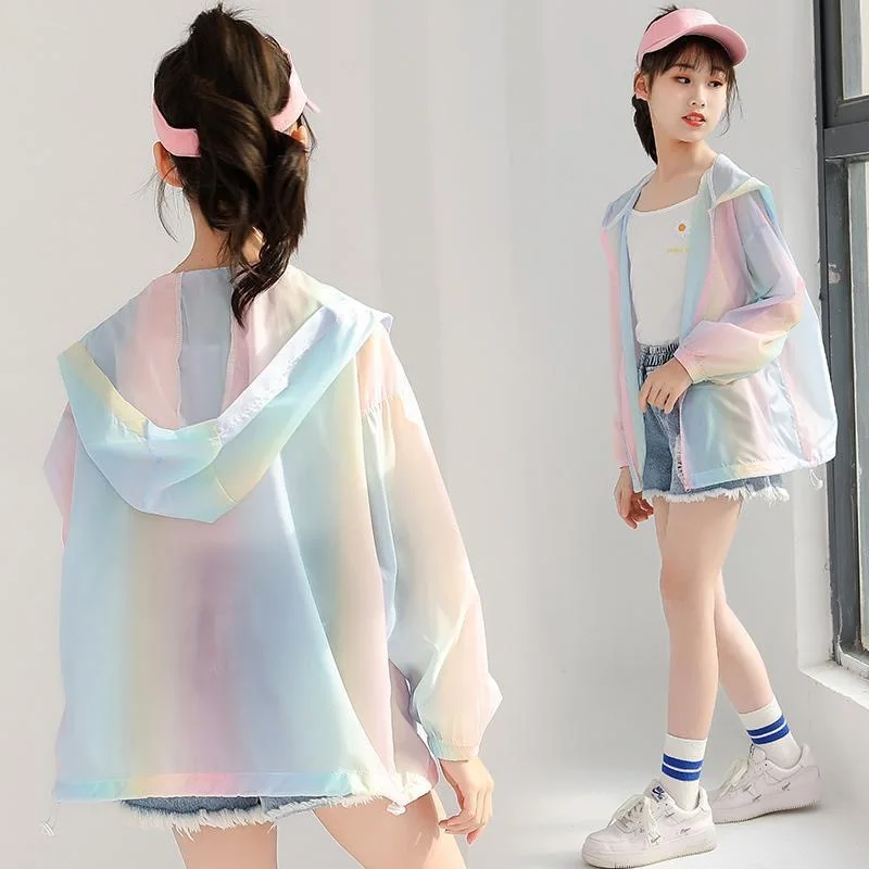 New-Girls-Summer-Sun-Protection-Coat-Rainbow-Thin-Style-Fashion ...